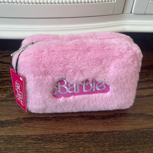 Barbie | Bags | Barbie The Movie Pink Soft Fluffy Cosmetic Bag Makeup ...